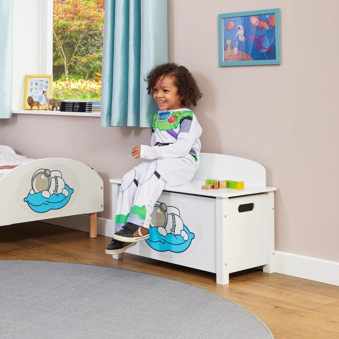 Space Wooden Toy Box | Kids Toy Box | Liberty House Toys – Junior Bambinos