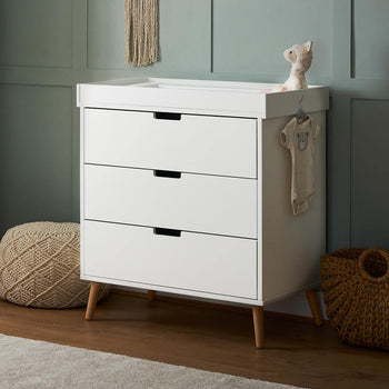 Maya Changing Unit - White & Natural | Obaby – Junior Bambinos