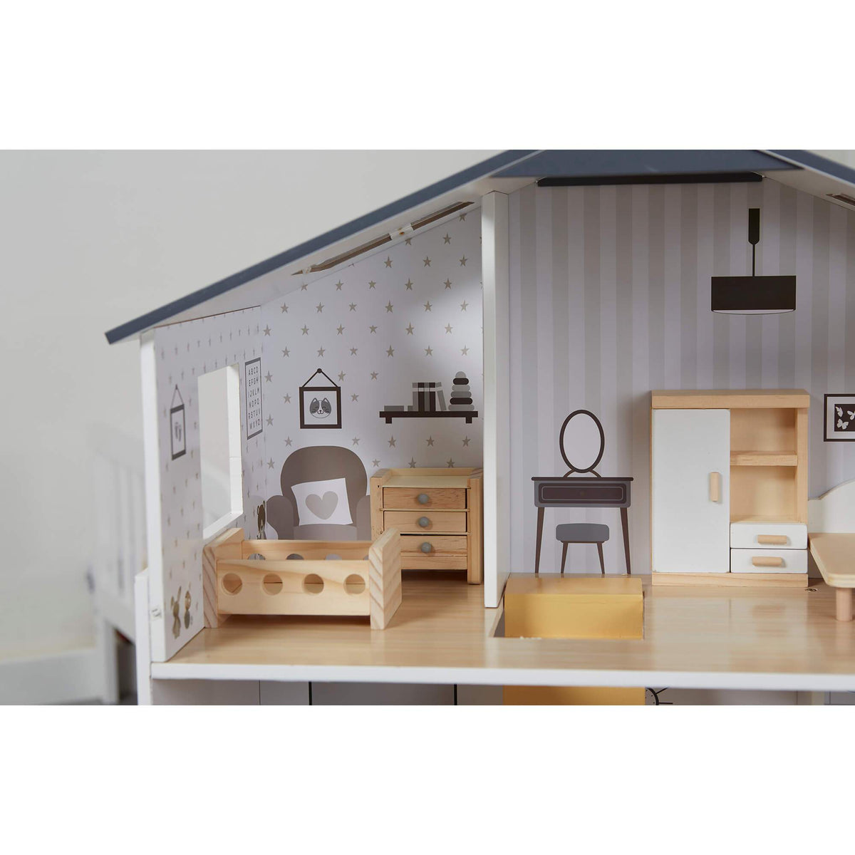 Dolls House with Furniture & Accessories - Grey | Liberty House Toys