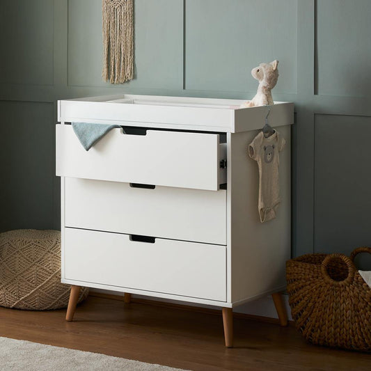 Maya Changing Unit - White & Natural | Obaby – Junior Bambinos
